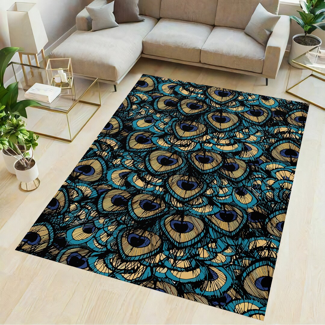 Peacock Rug, Peacock Feather Rug, Animal Rug, Peacock Feather Carpet ...