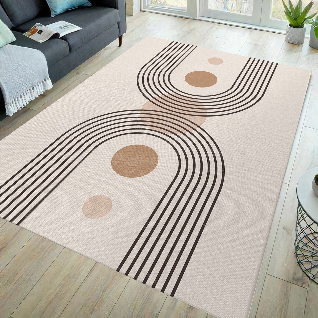 Aesthetic Rug, Beige Rug, Midcentury Rug, Boho Art Rug, Abstract Rug ...