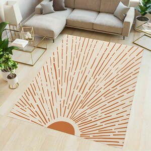 Sun Rug, Boho Sun Rug, Beige Rug, Abstract Rug, Modern Art Rug ...