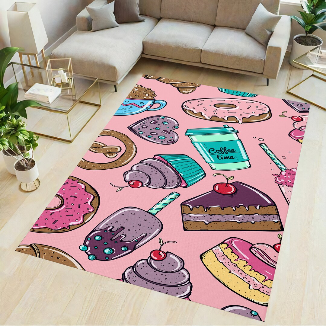 Pink Rug, Nursery Rug, Kitchen Rug, Ice Cream Rug, Cute Rug, Pink Theme ...