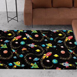 Galaxy Rug, Nursery Rug, Sun Rug, Moon Rug, Spaceship Rug, Space Rug ...