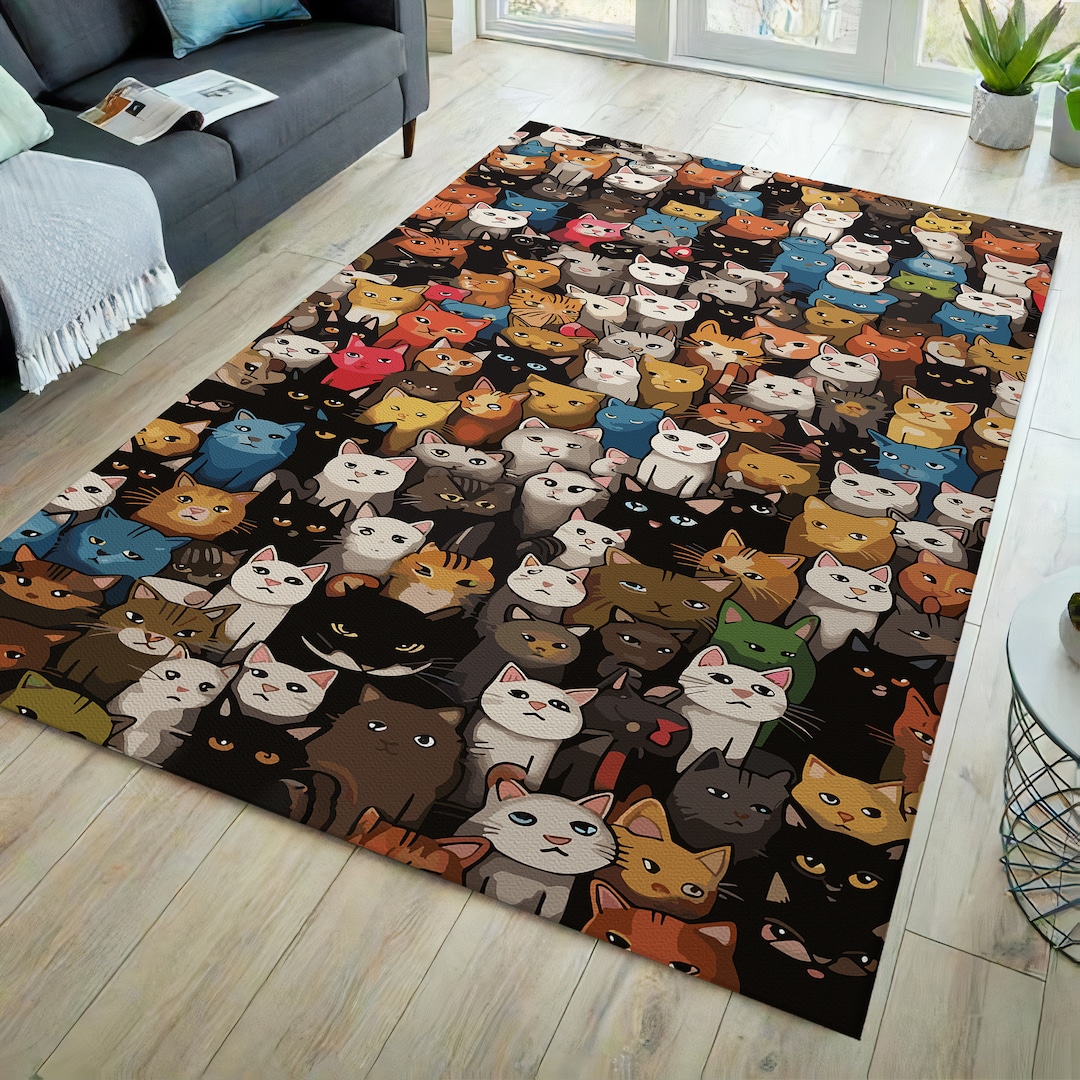 Cat Rug, Animal Rug, Cat Theme Area Rug, Modern Rug, Area Rug, Animal ...