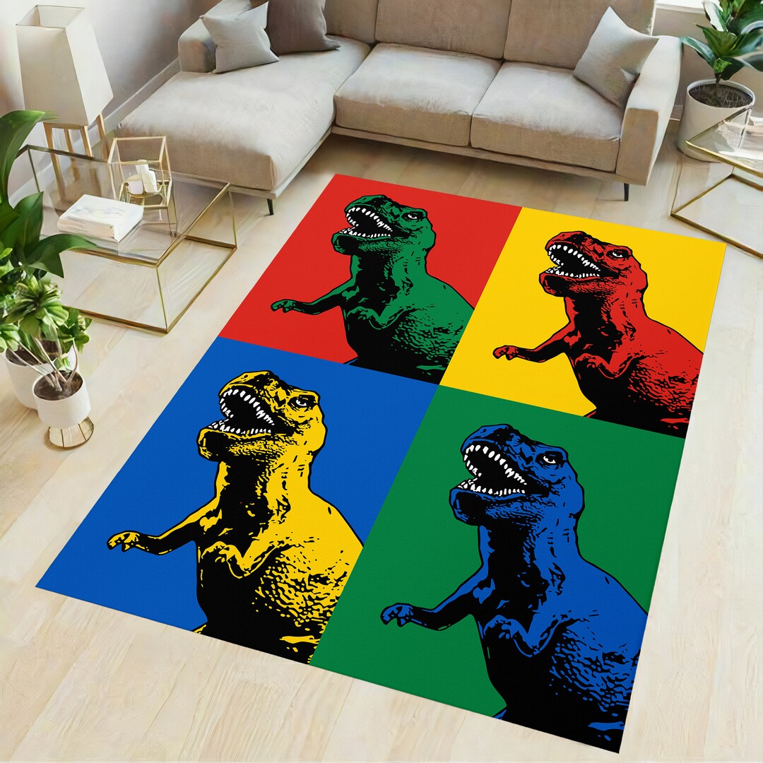 Dinosaur Rug, Colorful Rug, Dinosaur Area Rug, Fun Area Rug, Colorful ...