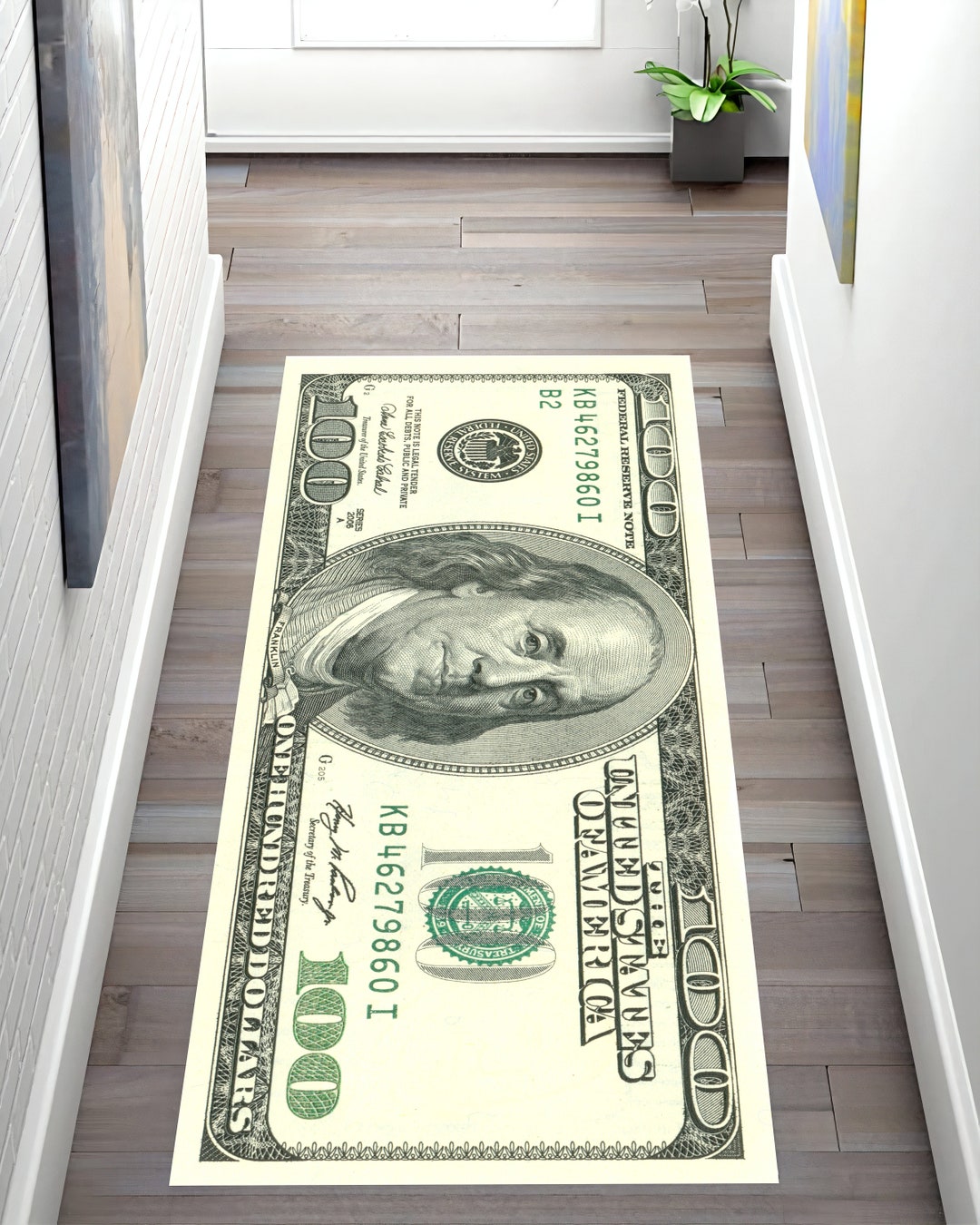 Money Runner Rug, 100 Dollar Rug, Kitchen Rug, Runner Rug, Kitchen ...