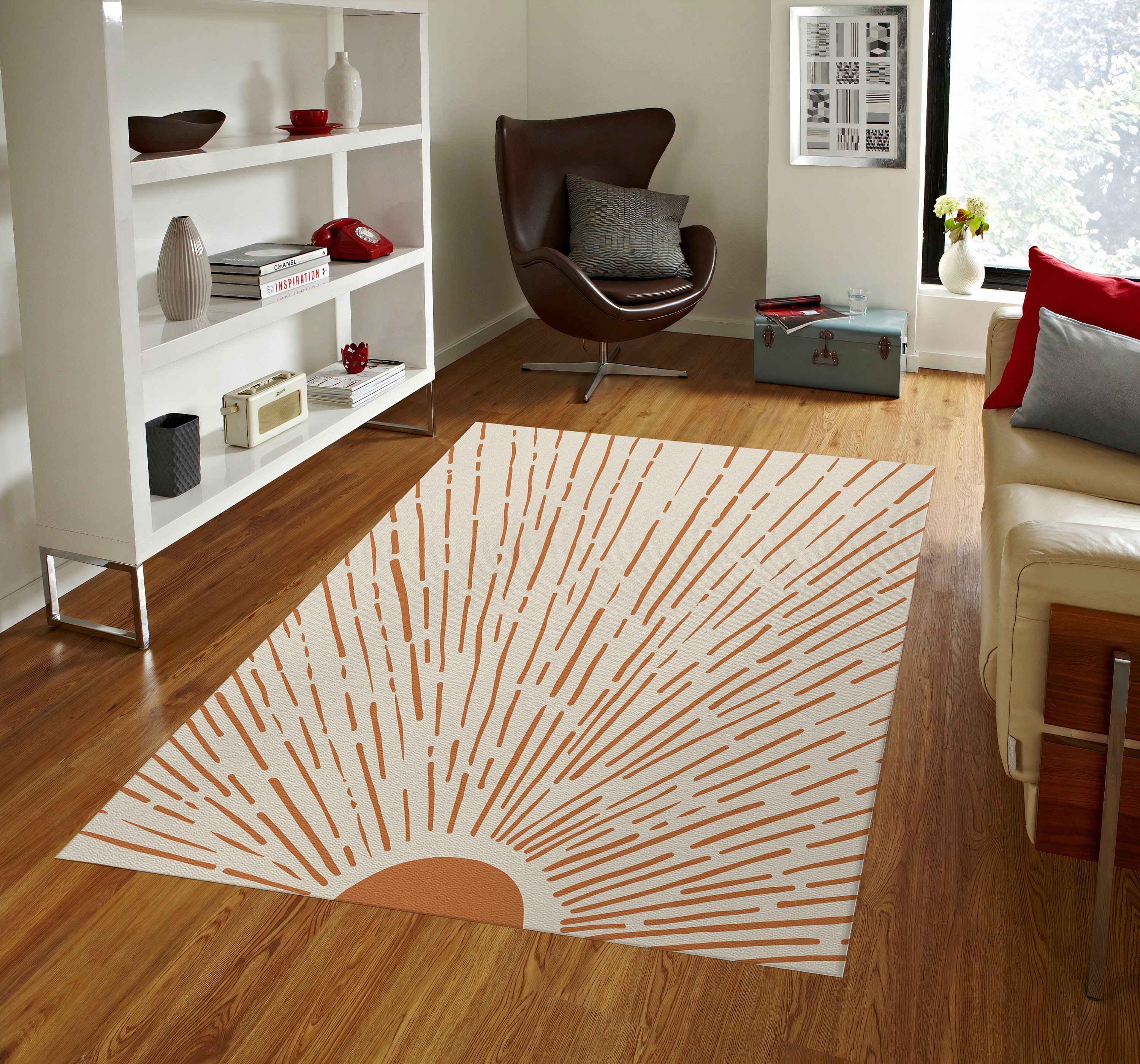 Sun Rug, Boho Sun Rug, Beige Rug, Abstract Rug, Modern Art Rug ...