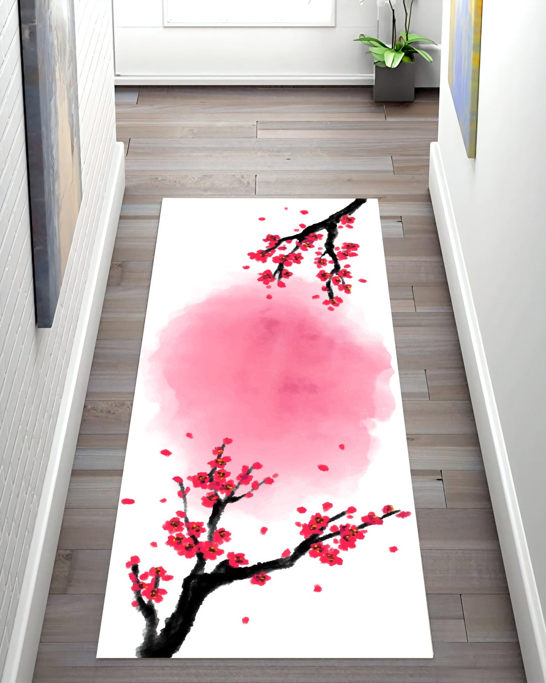 Sakura Runner Rug, Kitchen Rug, Pink Runner Rug, Kitchen Runner Rug ...