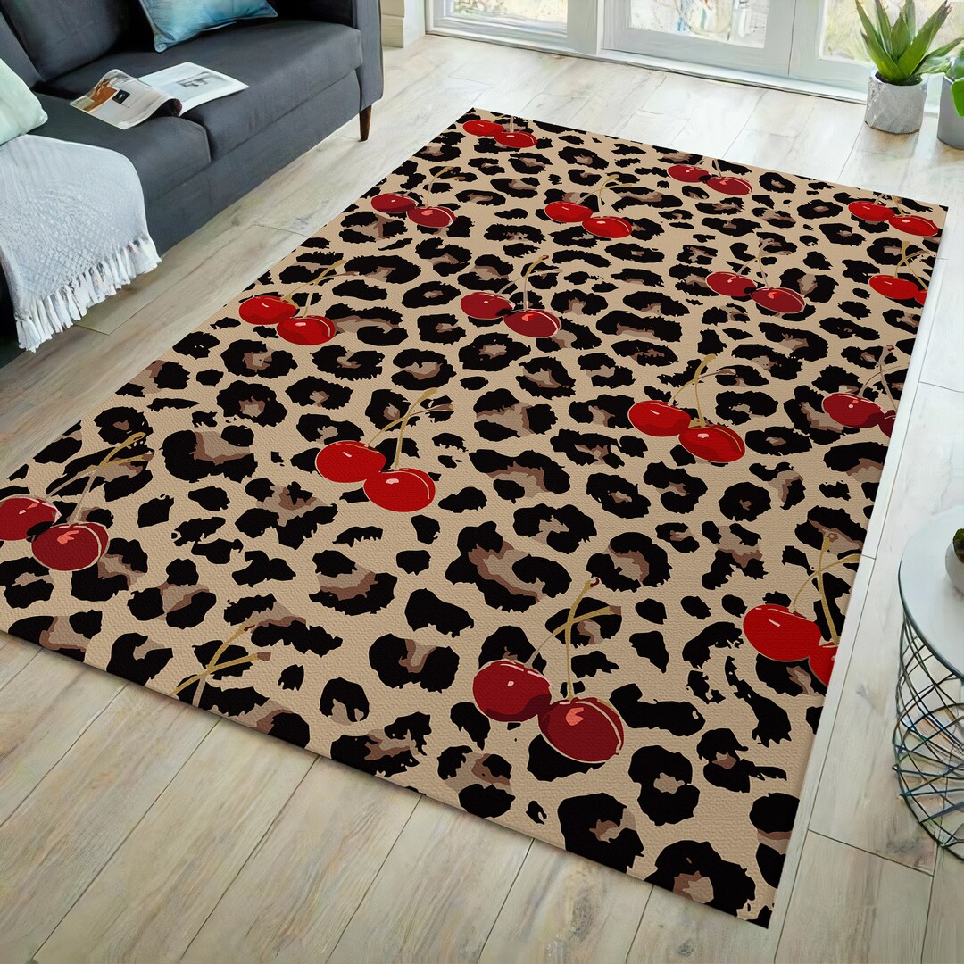 Leopard Skin Rug, Animal Skin Rug, Cherry Rug, Cherry Art Rug ...