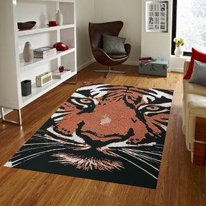 Tiger Face Rug, Tiger Rug, Animal Rug, Tiger Skin Rug, Animal Art Rug ...