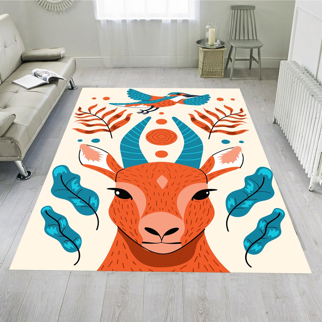 Animal Art Rug, Bird Rug, Modern Art Rug, Decorative Rug, Gift for Her ...