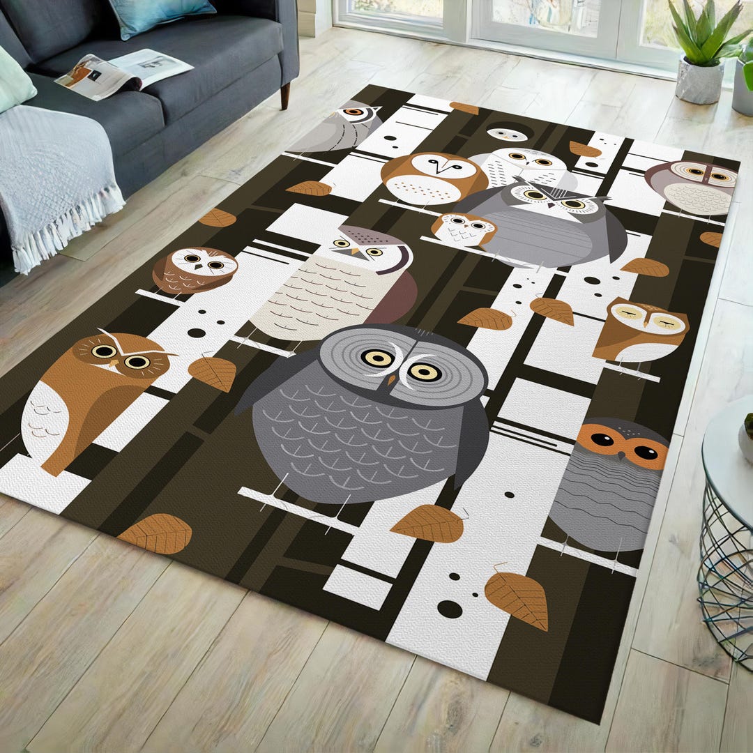 Owl Pattern Rug, Owl Themed Rug, Animal Rug, Animal Rug, Home Decor ...