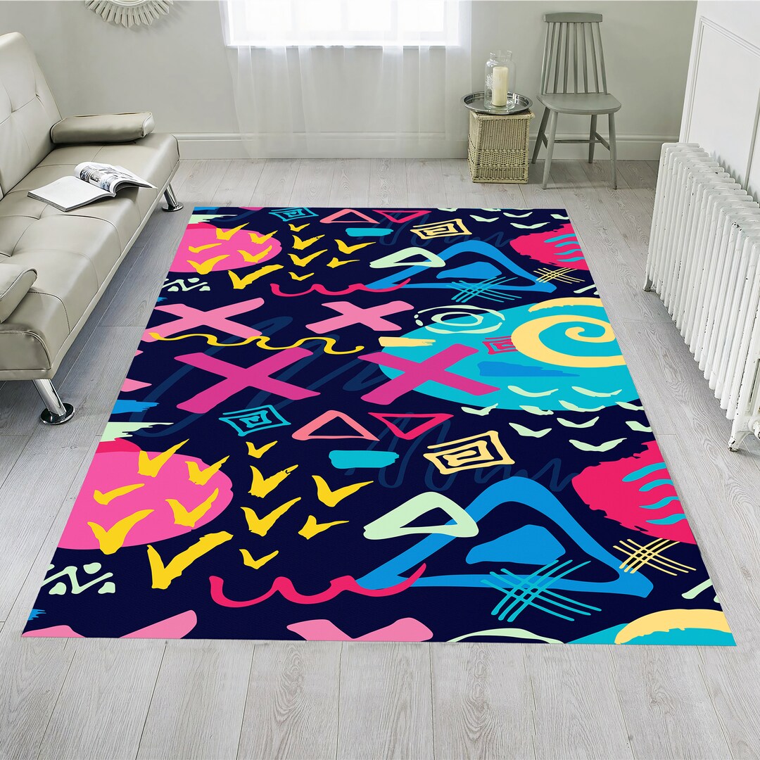 Geometric Shaped Rug, Colorful Rug, Line Art Rug, Modern Rug ...