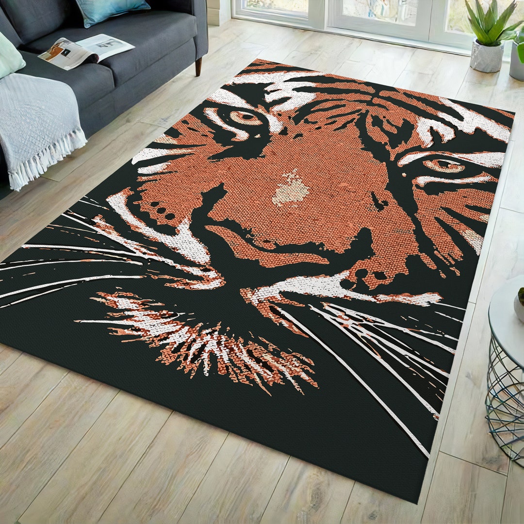 Tiger Face Rug, Tiger Rug, Animal Rug, Tiger Skin Rug, Animal Art Rug ...
