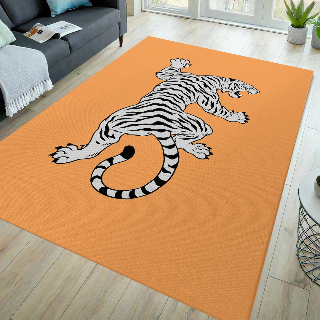 White Tiger Rug, Animal Rug, Wild Animal Rug, Safari Rug, Tiger Decor ...