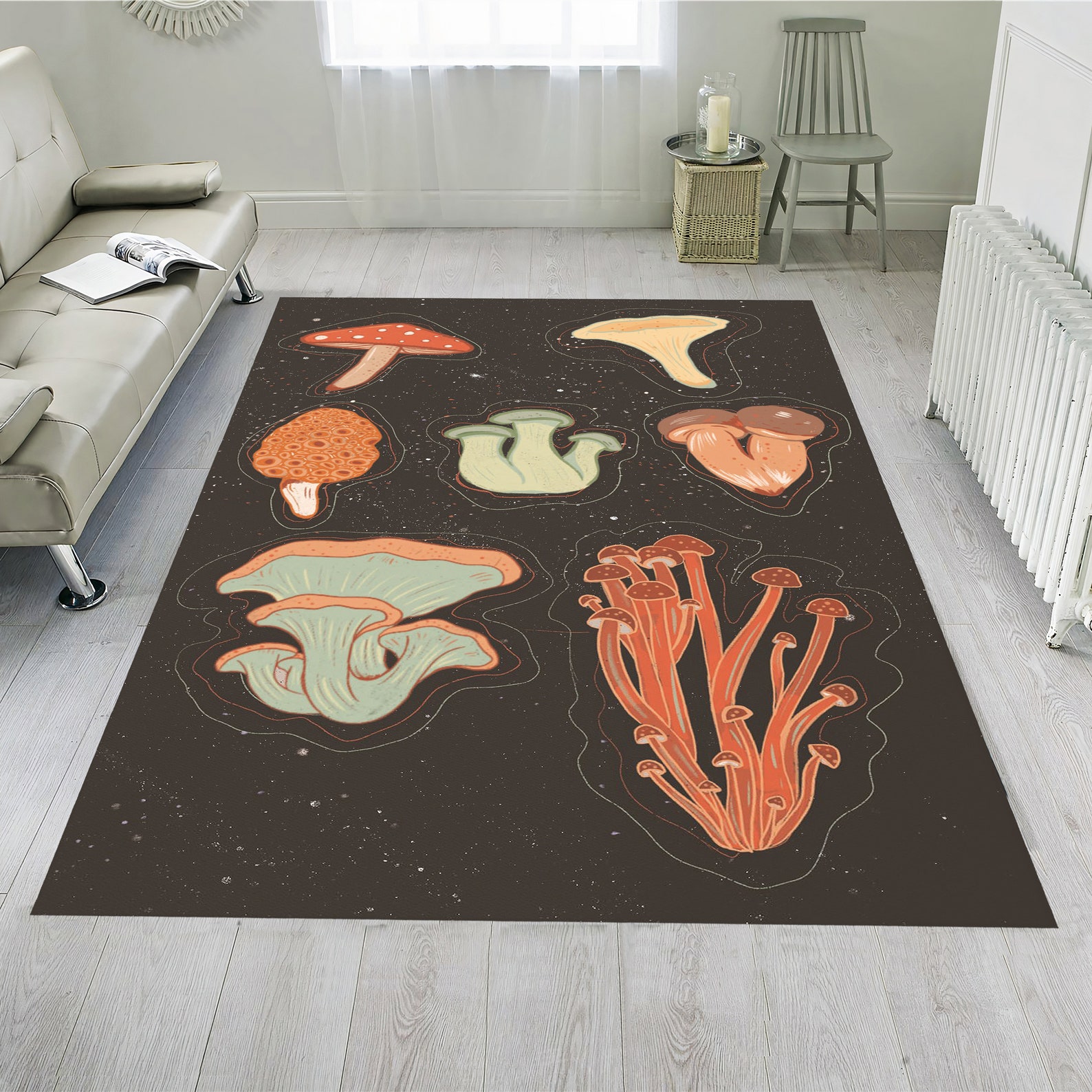Mushroom Rug, Mushroom Decor, Mushroom Print Rug, Mushroom Pattern Rug ...