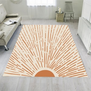 Sun Rug, Boho Sun Rug, Beige Rug, Abstract Rug, Modern Art Rug ...