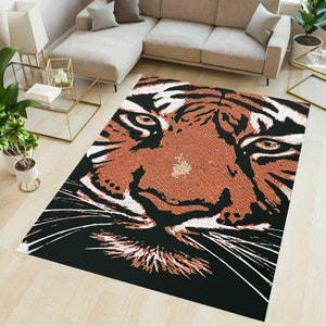 Tiger Face Rug, Tiger Rug, Animal Rug, Tiger Skin Rug, Animal Art Rug ...