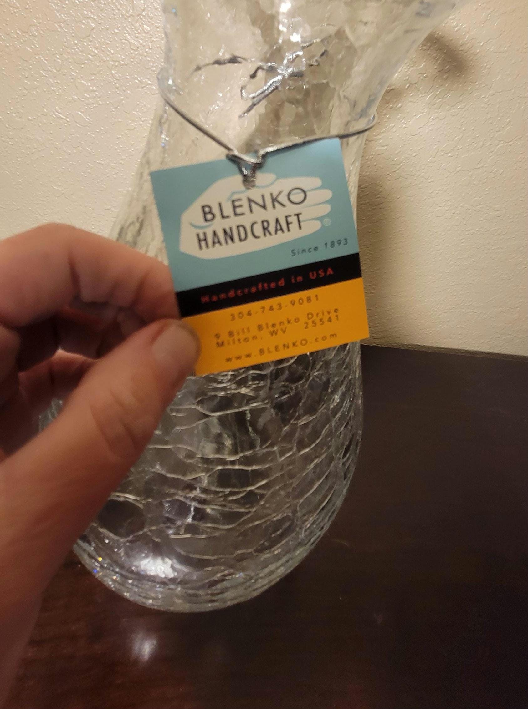 Blenko Large Clear Crackle Glass Vase - Etsy