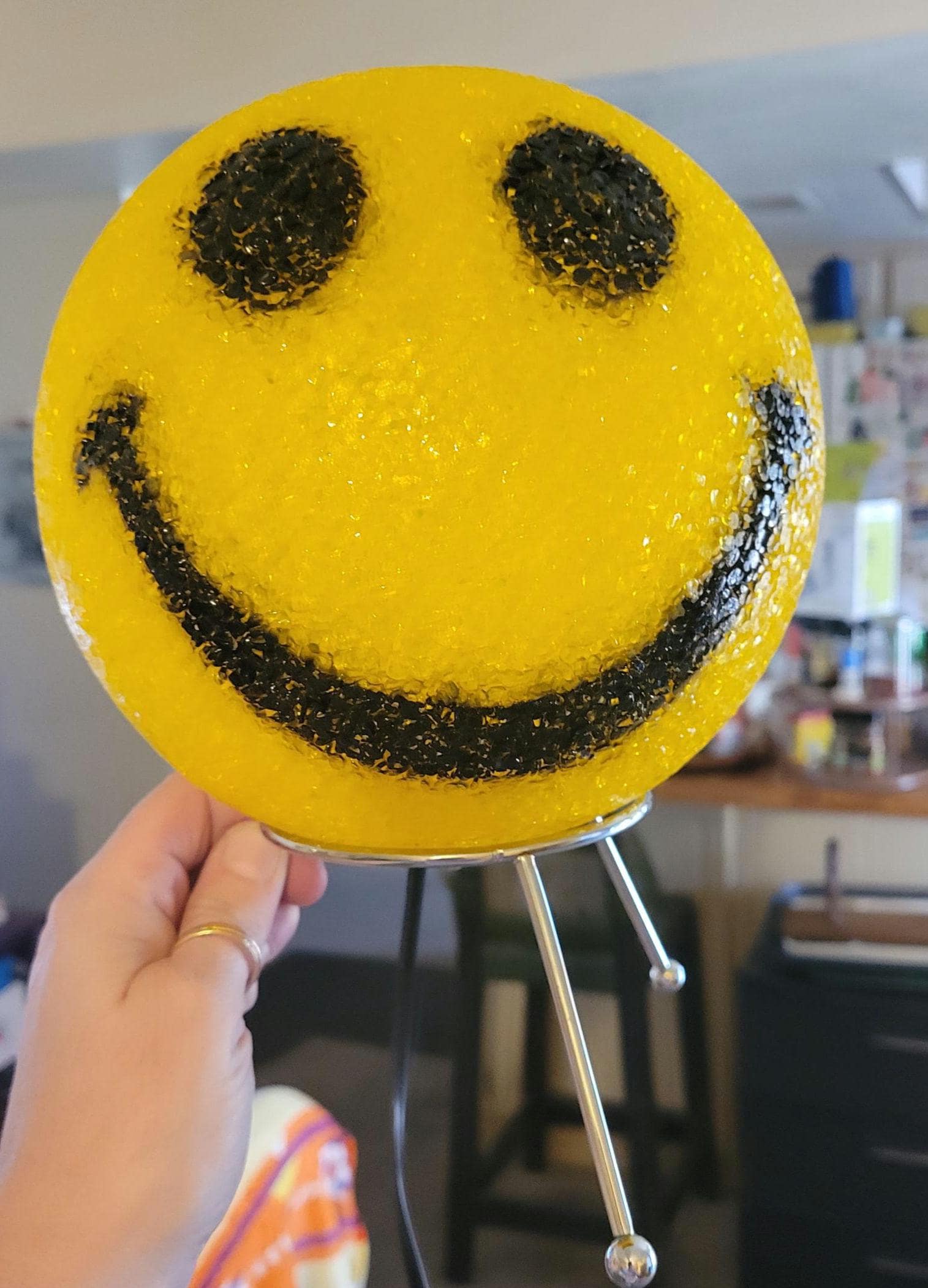 Yellow Smiley Face Round Desk Lamp. 1990's Smiley Face Lamp Light. Soft ...