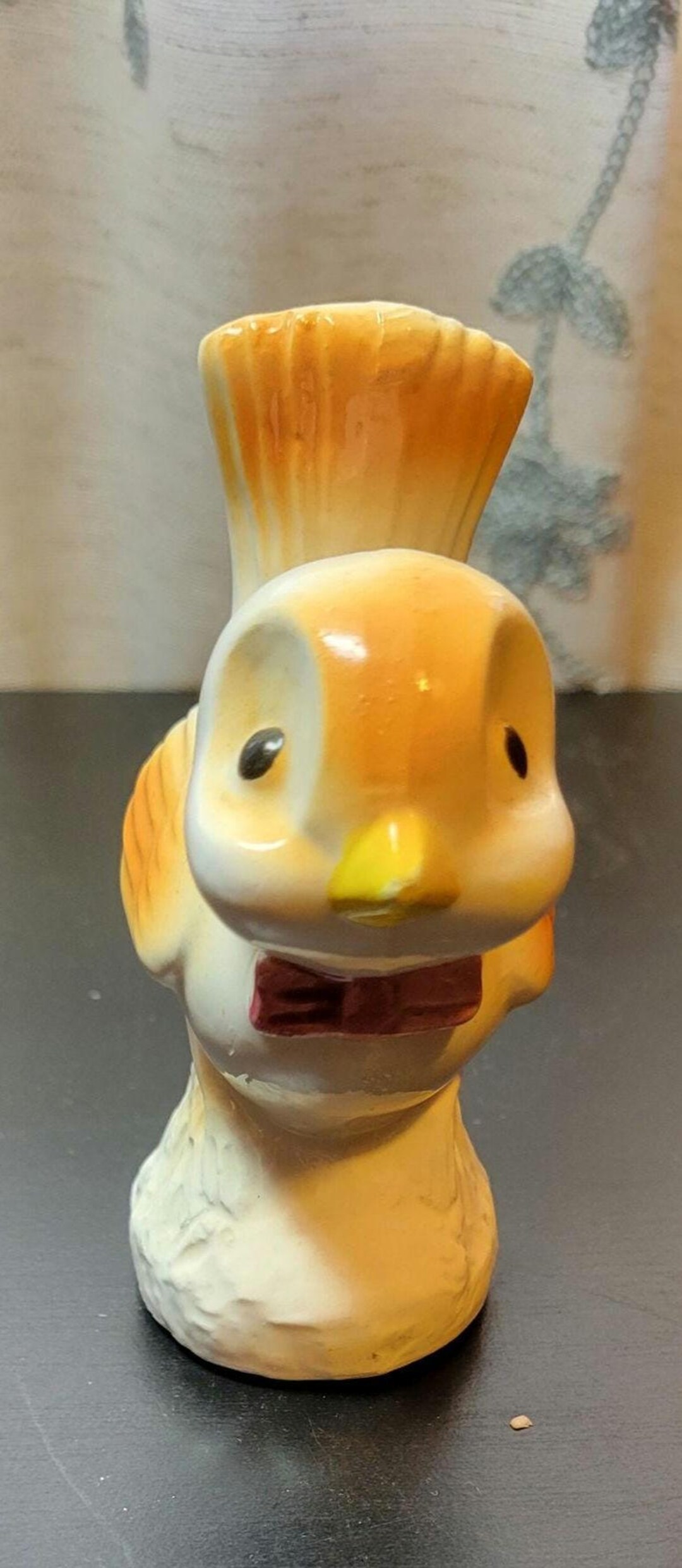 Vintage Orange Bird With Red Bow Tie Ceramic Figurine. Knick-knack MCM ...