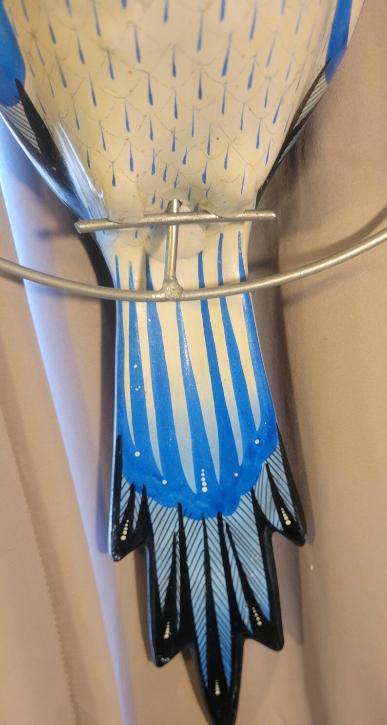 Large Hanging Blue Ceramic Parrot Hand Painted Mexico Talavera on Iron ...