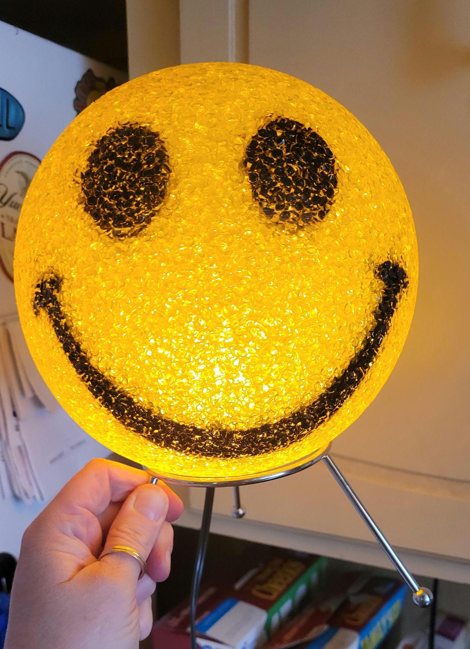 Yellow Smiley Face Round Desk Lamp. 1990's Smiley Face Lamp Light. Soft ...
