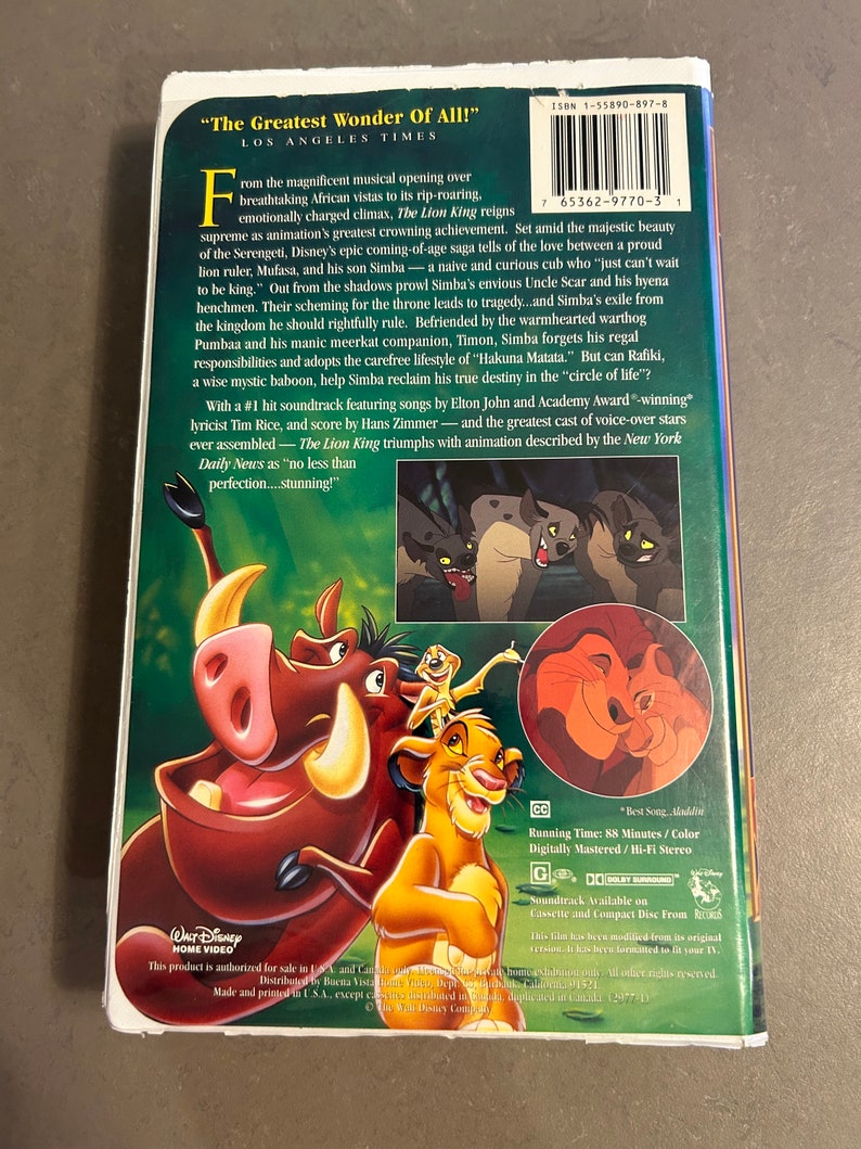 The Lion King 2977 - Disney's Masterpiece Collection VHS - RARE FIND - Etsy