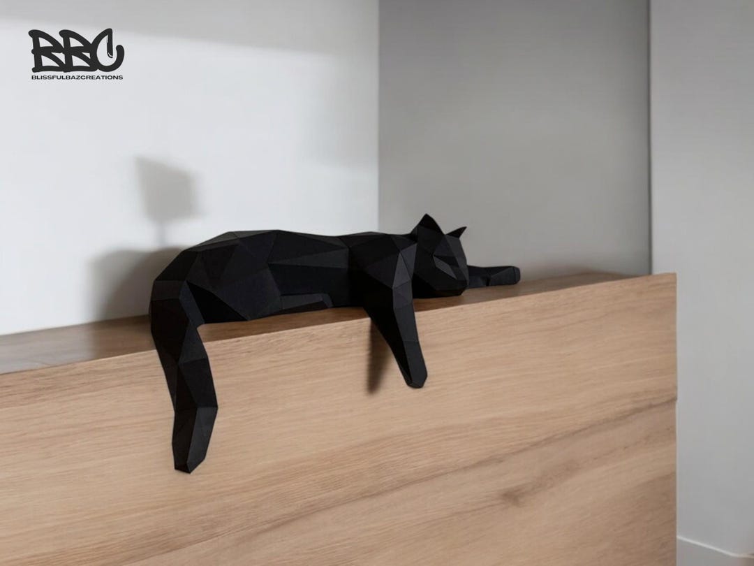 Lazy Feline Paper Model Paper Sculpture for Hallway Bedroom & Party ...