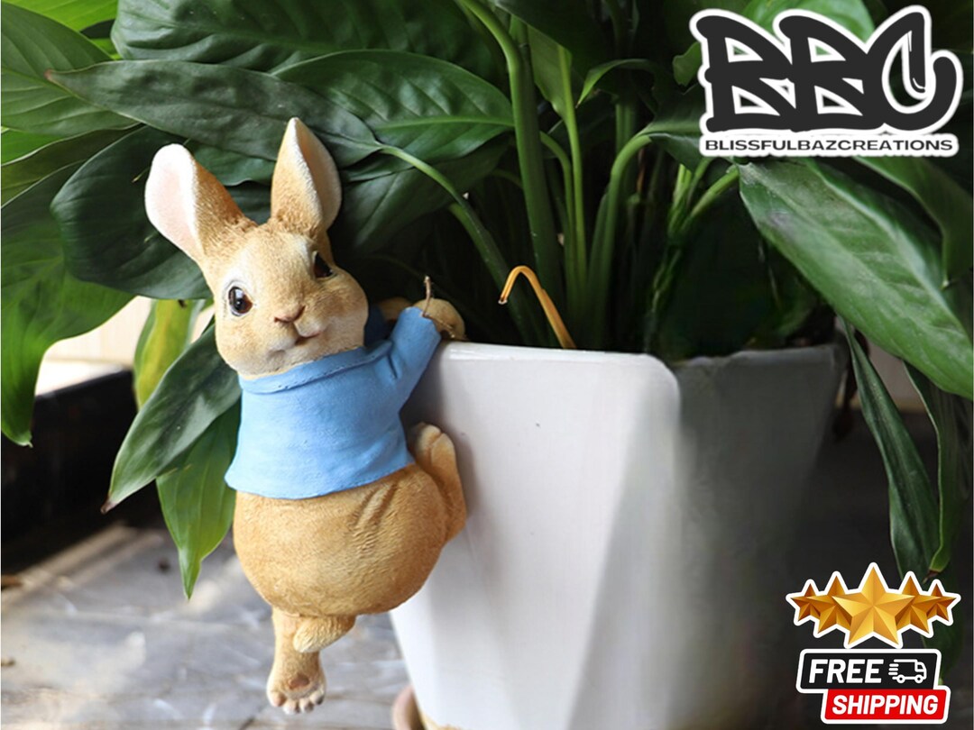 Cute Rabbit Figurine | Resin Flower Pot Pendant | Waterproof Garden ...