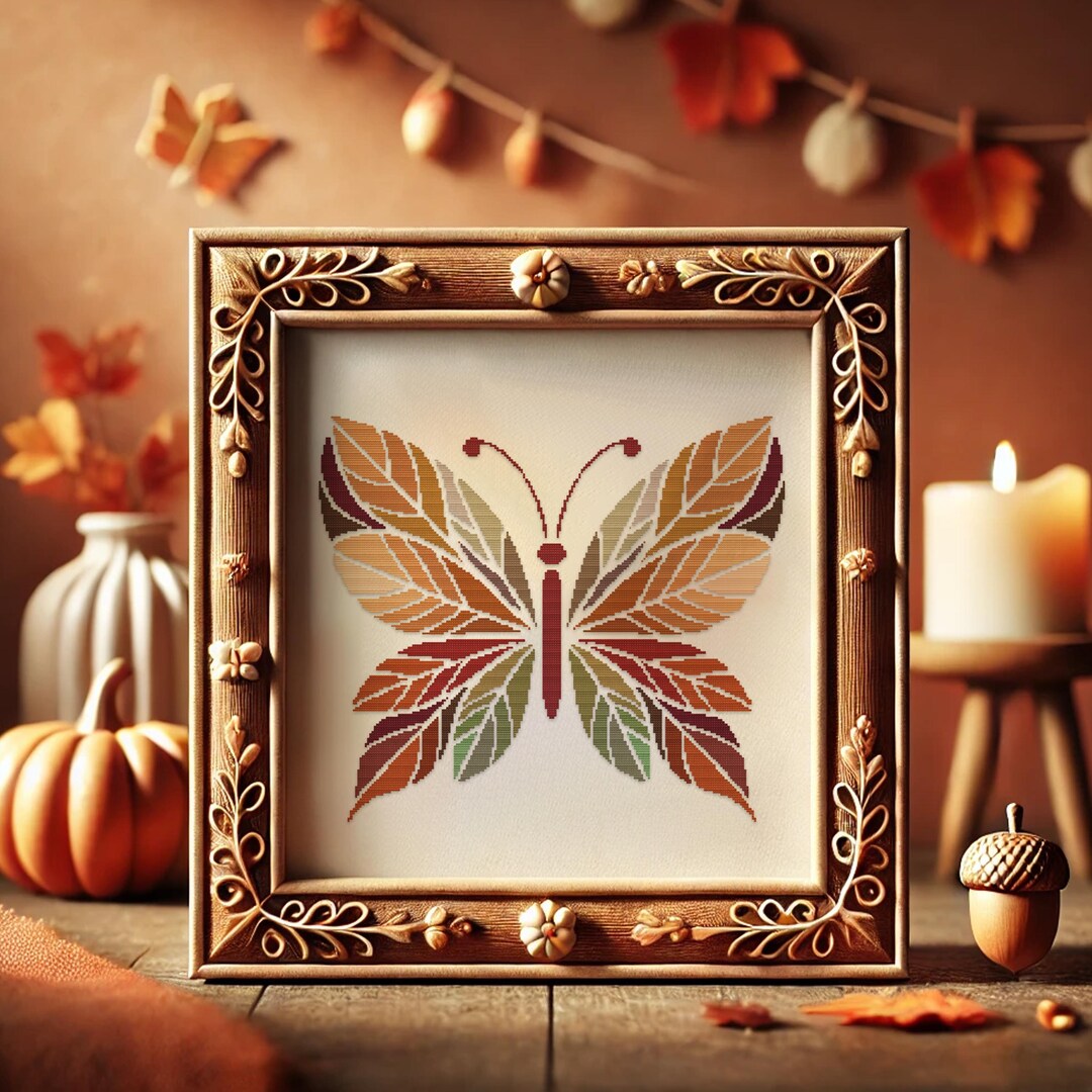 Autumn's Wings - A Fall Crossstitch Pattern, DIY Needlework, Seasonal ...