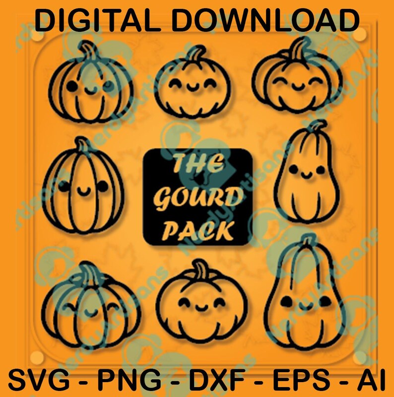 The Gourd Pack Digital File Bundle - Cute Halloween Pumpkin & Gourd - Etsy