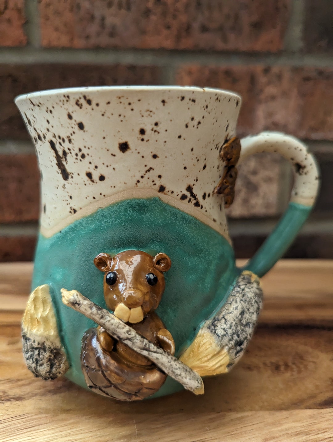 Beaver Mug Beaver and Tree Mug Animal Mug Hand Painted Mug Hand Made ...