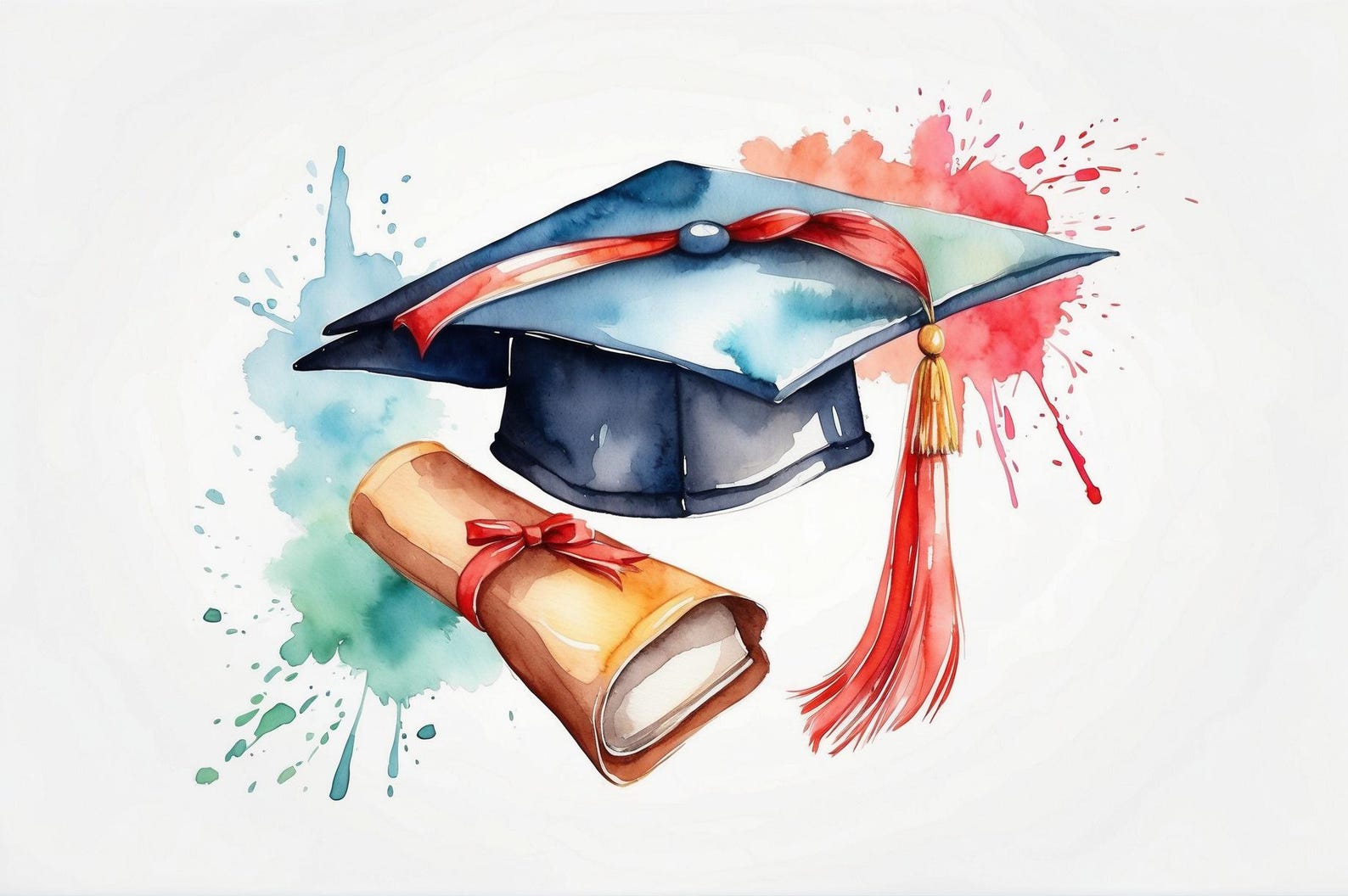 Graduation Caps Watercolor Clipart Set, 19 Graduate PNG With ...