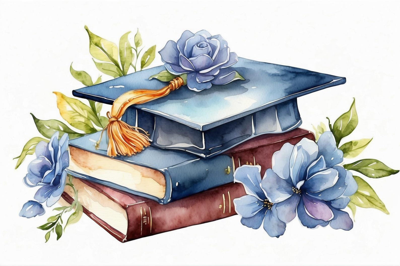Graduation Watercolor Clipart Set, 14 Graduate PNG With Transparent ...