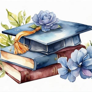 Graduation Watercolor Clipart Set, 14 Graduate PNG With Transparent ...