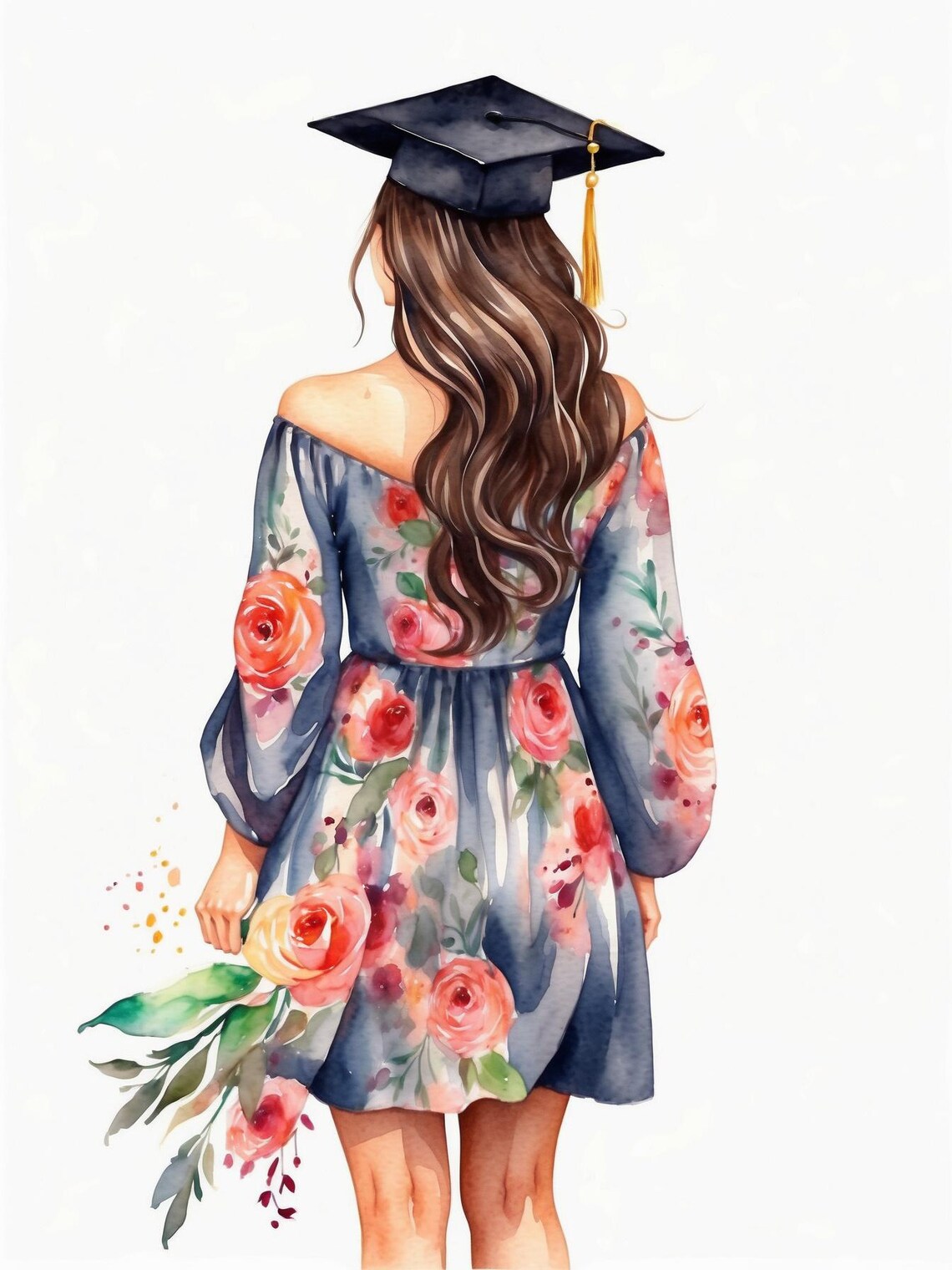 Graduation Watercolor Clipart Set, 19 Graduate PNG With Transparent ...
