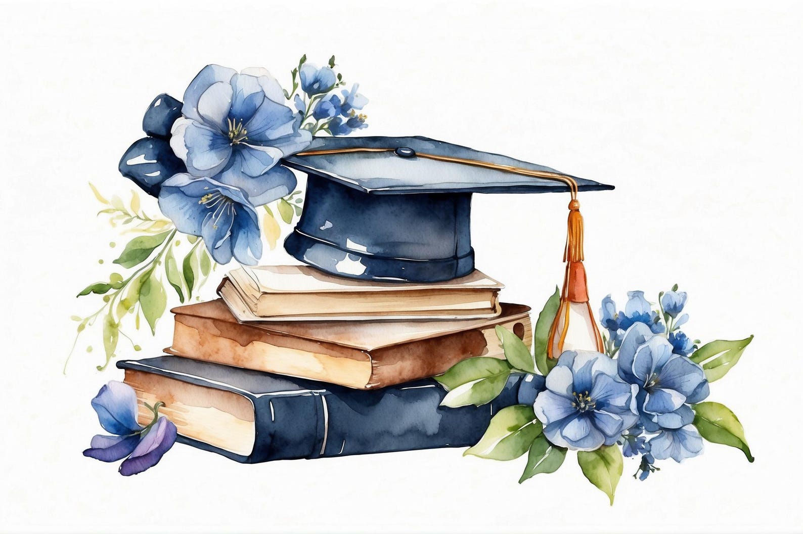 Graduation Watercolor Clipart Set, 14 Graduate PNG With Transparent ...