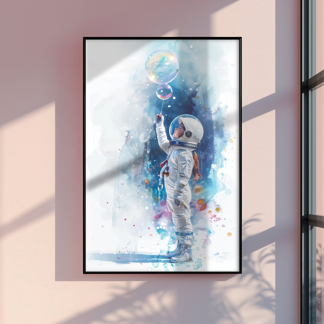 Astronaut Children's Poster Inspirational Poster Space Colorful Picture ...