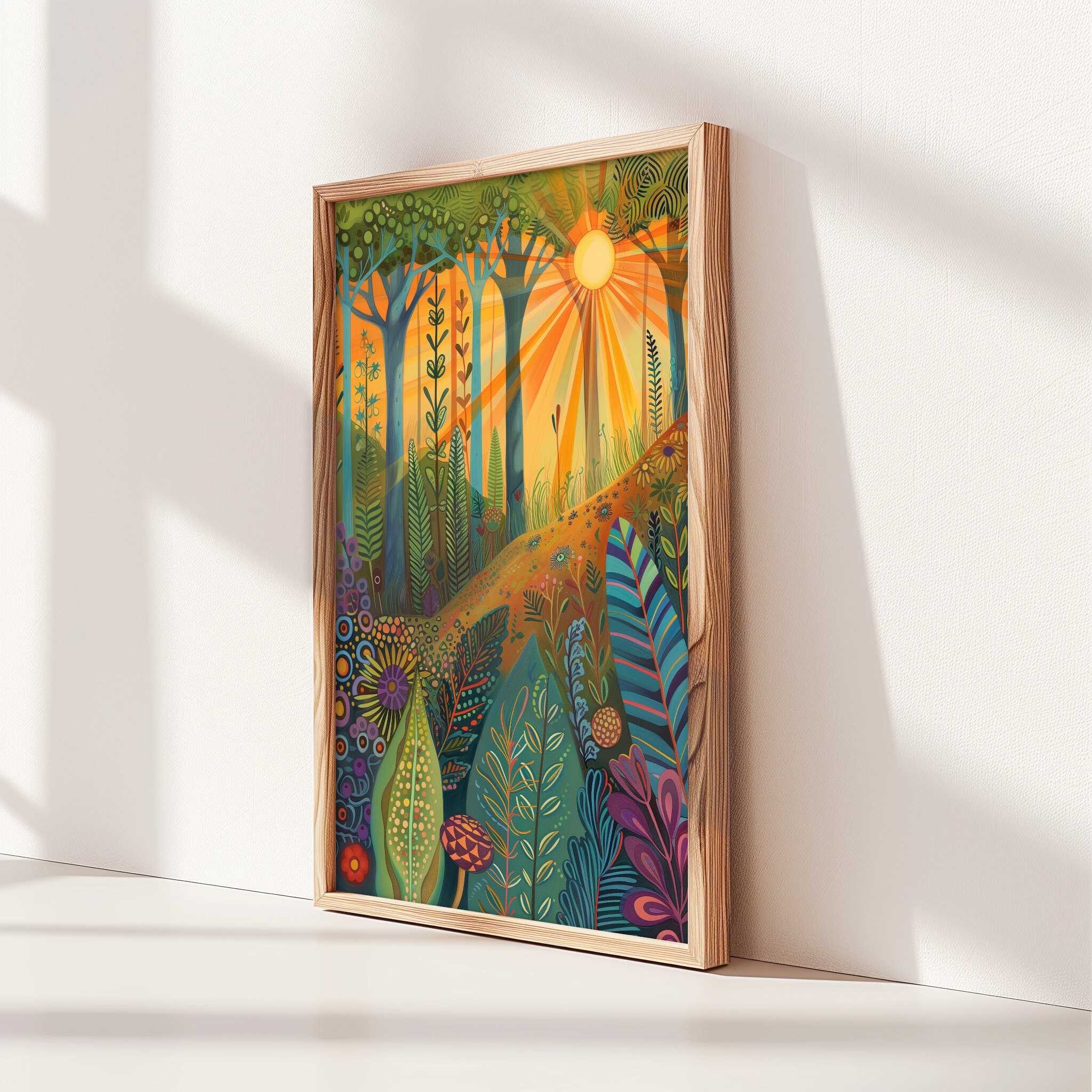 Forest Children's Poster Inspirational Poster Calm Colorful Picture Sun ...