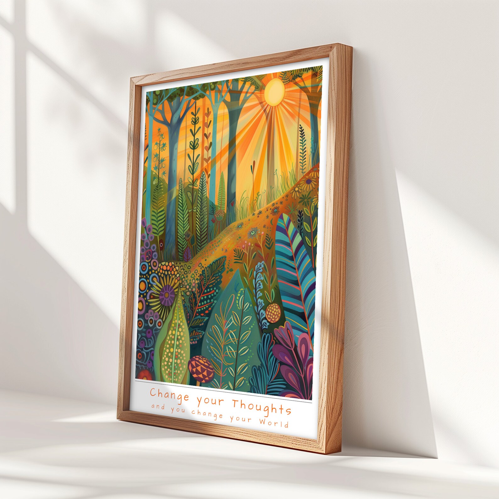 Forest Children's Poster Inspirational Poster Calm Colorful Picture Sun ...