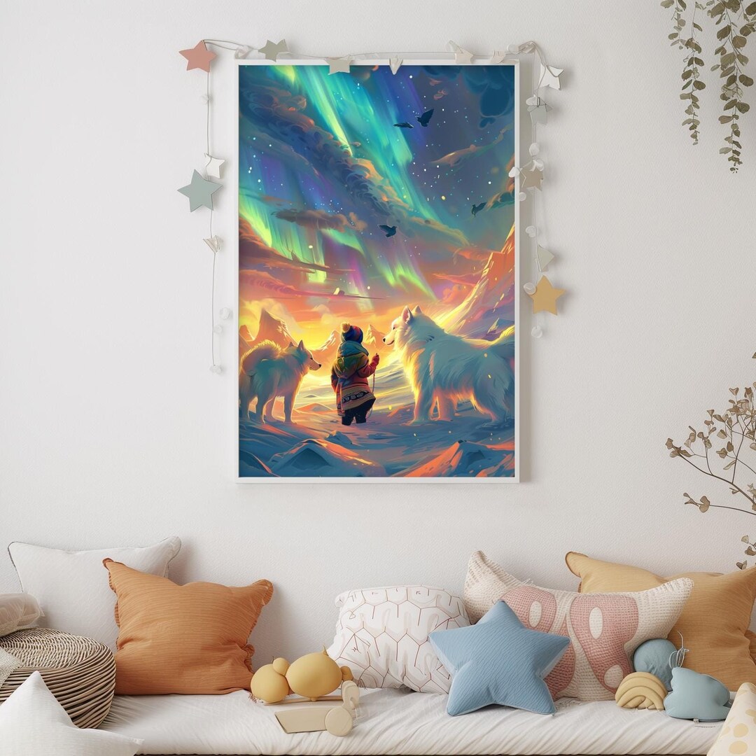 Northern Lights Children's Poster Colorful Poster Polar Lights ...