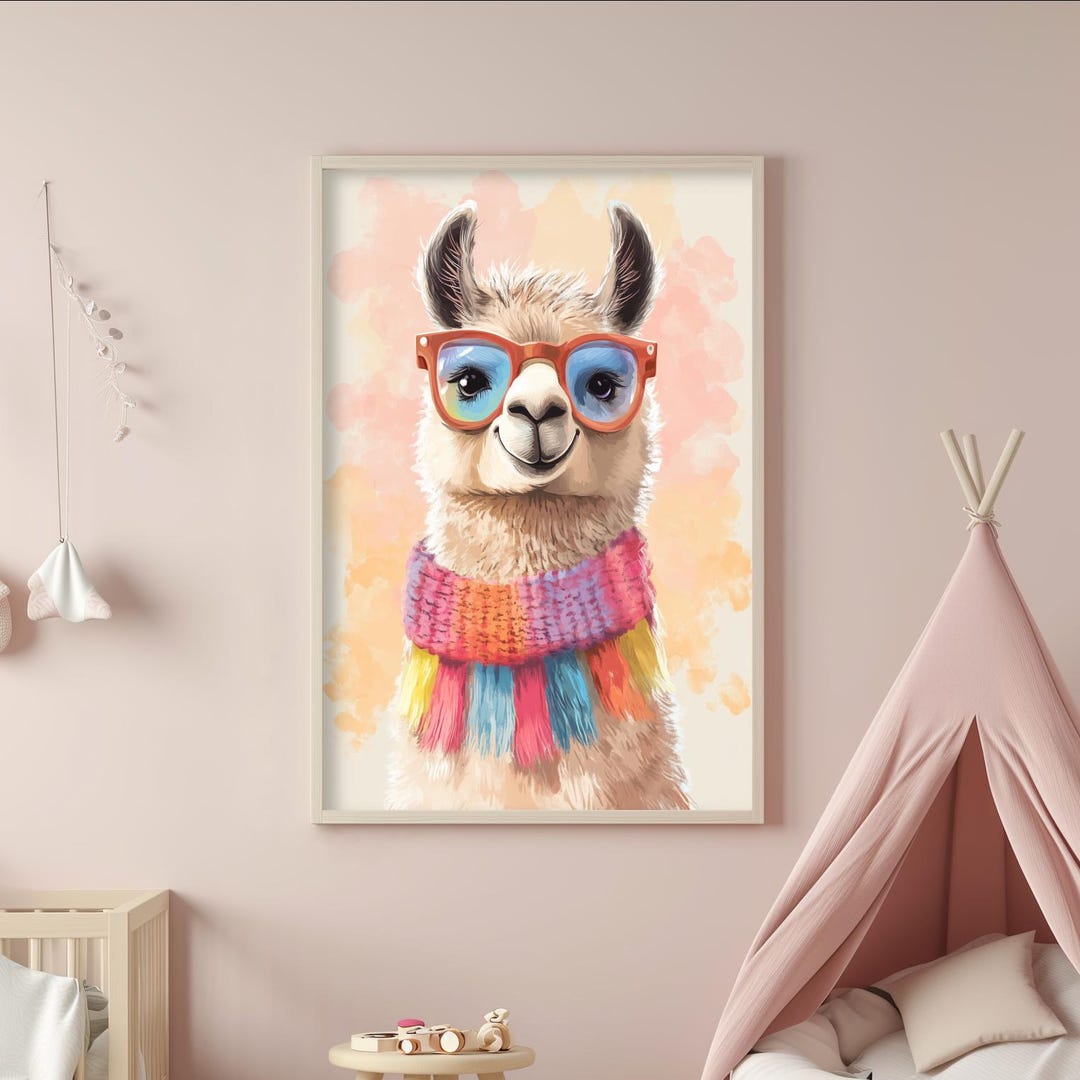 Llama Children's Poster Colorful Poster Funny Inspirational Picture ...