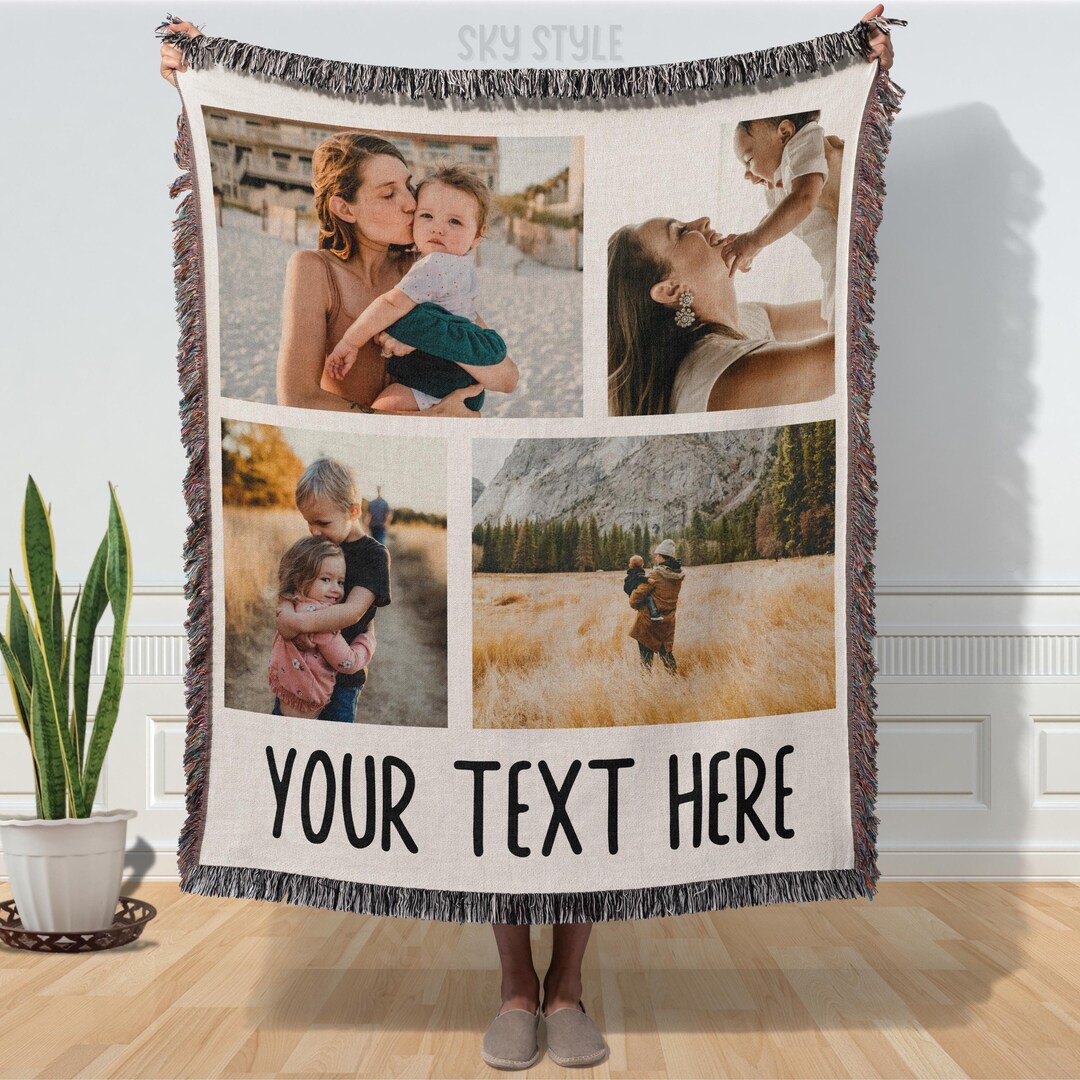 Custom Photo Blanket, Personalized Picture for Grandma, Custom Woven ...