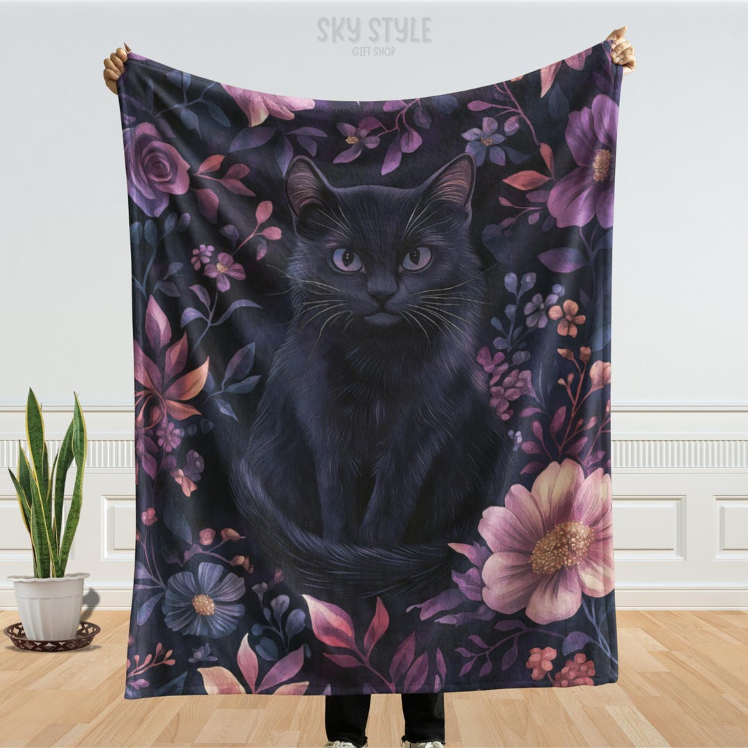 Cottagecore Cat Throw Blanket Gift for Cat or Pet Lover Cat Decor Funny ...