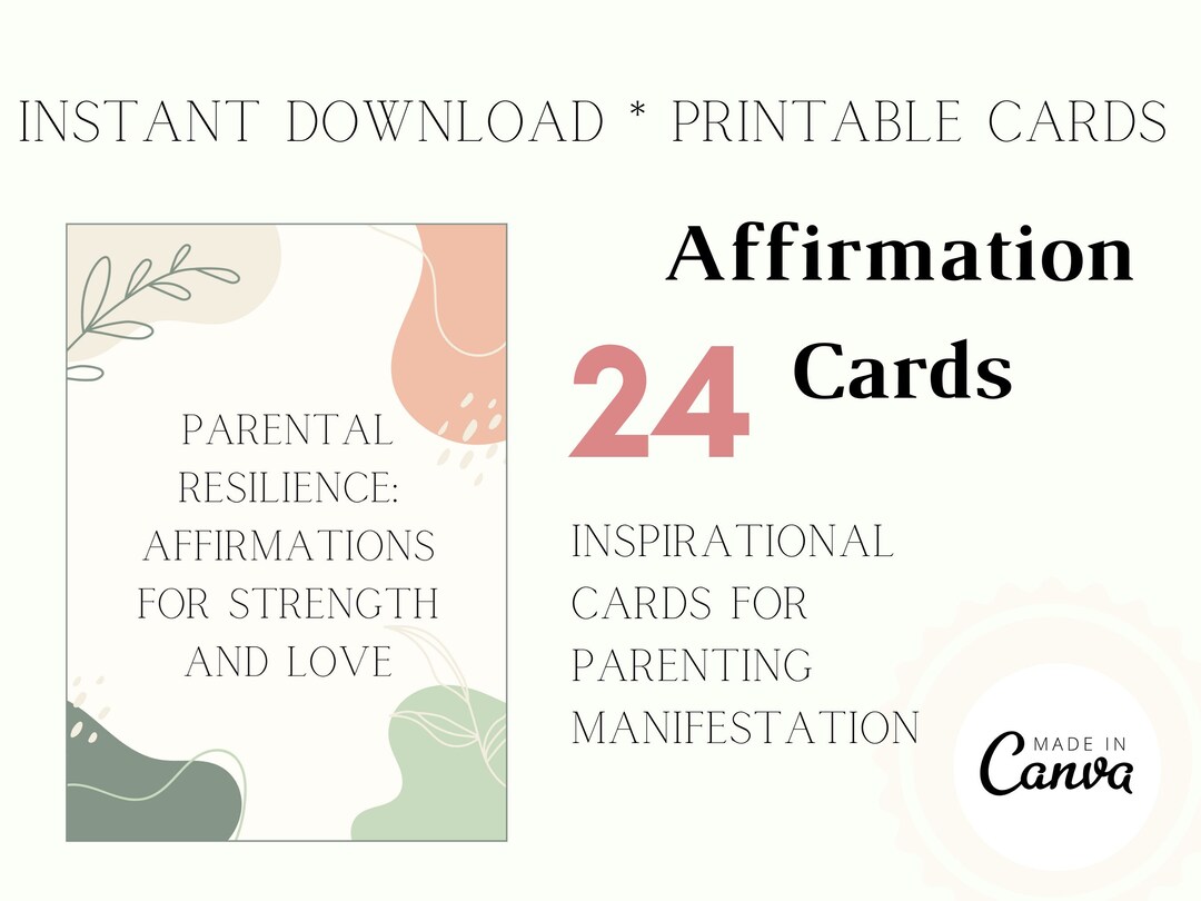 Affirmation Cards Printable Set Inspirational Cards for Parenting ...