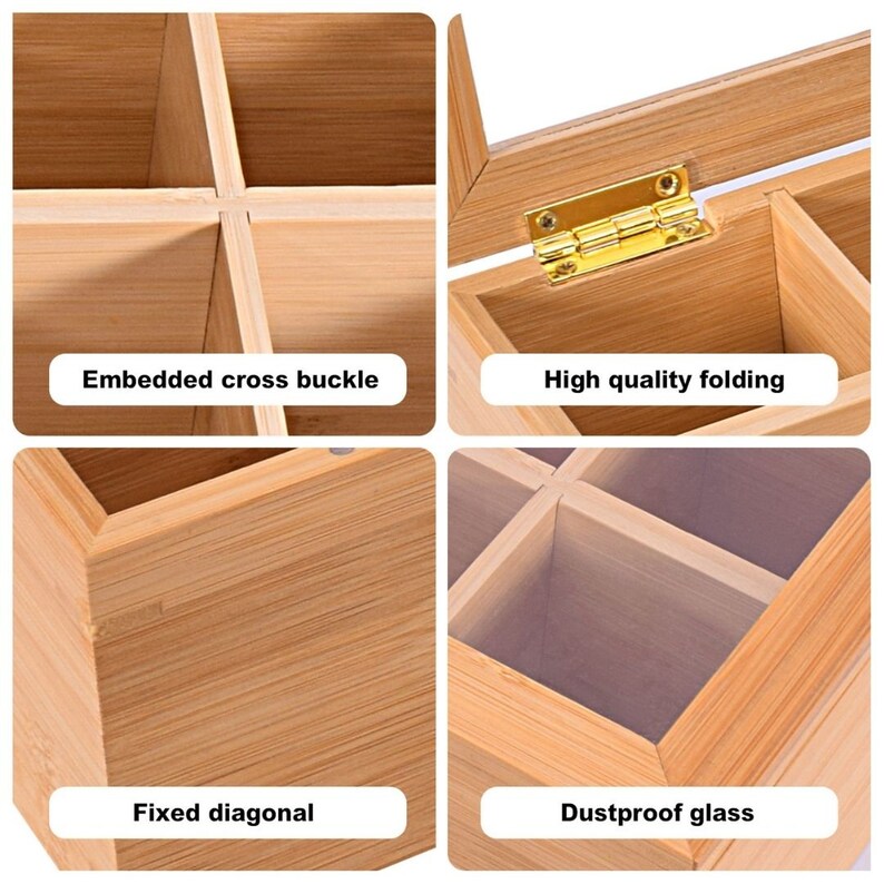 Box for Tea Bags, Bamboo Tea Bag Organizer, Storage Box, for Cabinets ...