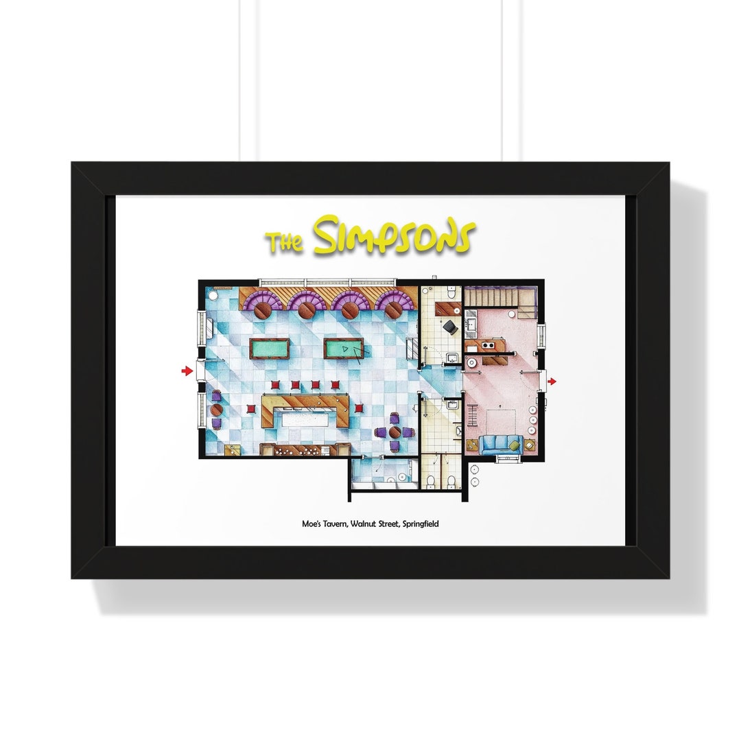 The Simpsons Moe's Tavern Floorplan Poster Poster Print, Minimalist ...
