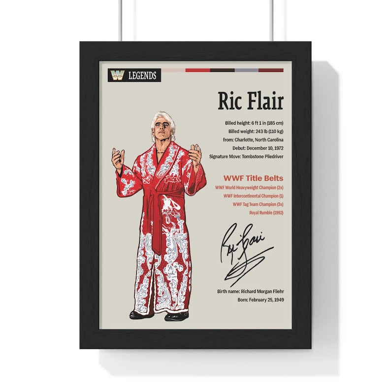 Ric Flair Wrestling Poster, Wrestling Legends WWE, Print, Wall Art - Etsy
