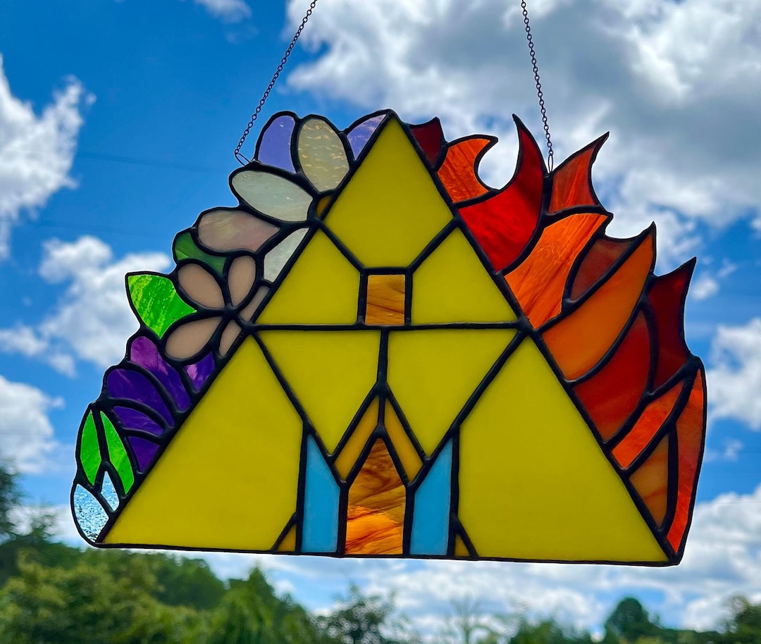 Midsommar Temple With Florals and Flames Stained Glass Suncatcher - Etsy