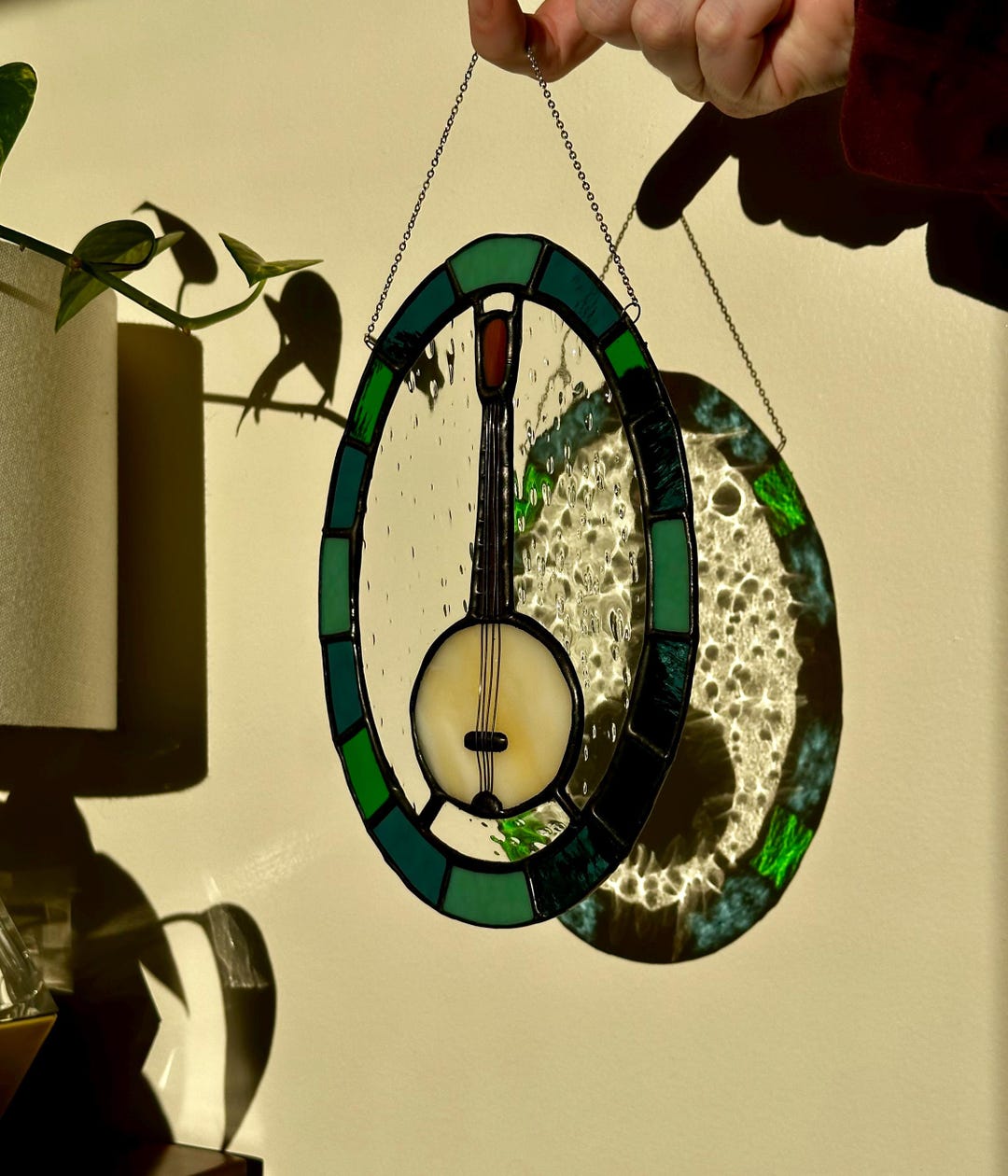 Banjo Stained Glass Suncatcher - Etsy