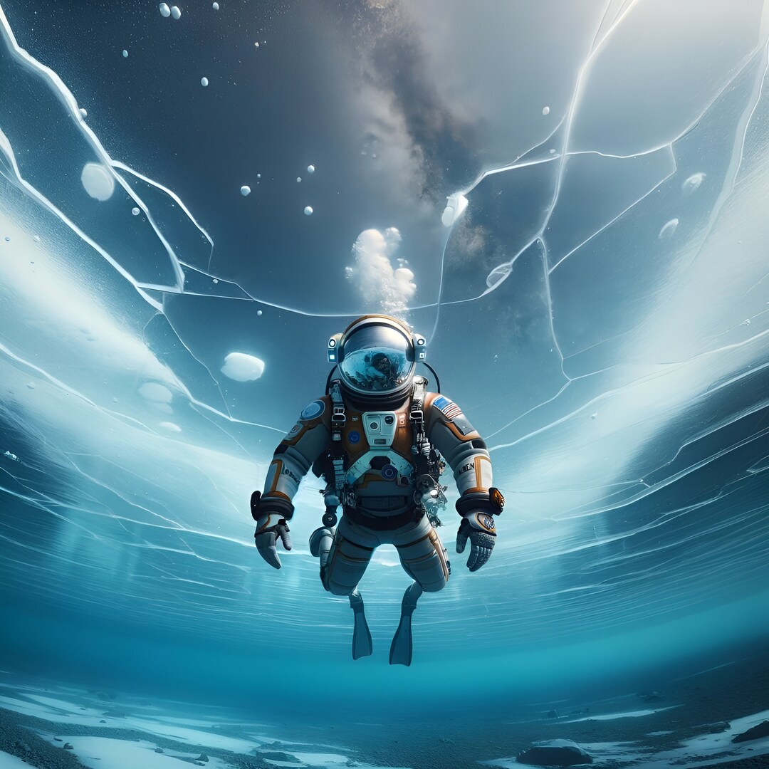 Scuba Diver in an Icy Lake on the Planet Mars - Etsy